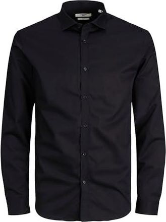 Jack & Jones Jprblacardiff T-shirt L/S Ps Noos Homme Chemise, Noir/Coupe Ample, 4XL Grande taille