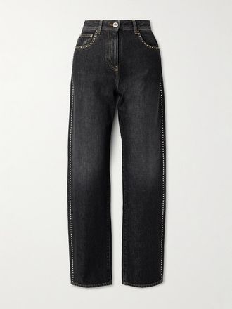 Versace Hoch Sitzende Jeans Mit Geradem Bein Und Verzierungen - Schwarz