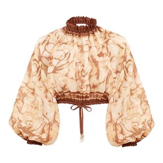 Zimmermann Blouse Courte Tie-Dye - Femme - Blouses et Chemises - Beige - Taille: 40 FR