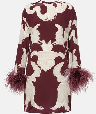 Valentino Minikleid aus Seide mit Federn