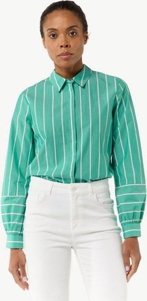 Comma Langarmbluse Bluse Gestreifte Hemdbluse mit Manschetten und Teilungsnaht