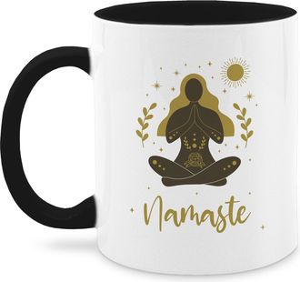 Shirtracer Tasse Tassen 325ml - Namaste I Chakra I Mandala I Yoga - 325 ml - Schwarz - geschenke für yogalehrerin yoga-tasse joga teetasse yoga+tasse meditation 
