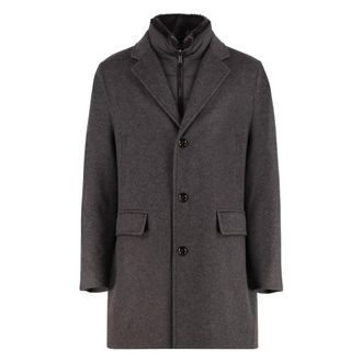 Moorer Homme, Manteaux, Brun, Taille: 3XL Manteau en cachemire avec col en fourrure amovible