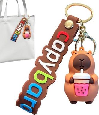 Generic Porte-cl&eacute;s Capybara de dessin anim&eacute; pour sac &agrave; main - Petit pendentif amusant en forme danimal - Porte-cl&eacute;s d&eacute;coratif mignon et l&eacute;ger | Bijoux de sac 
