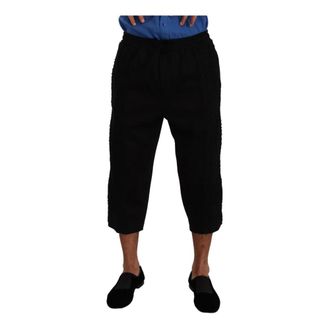 Dolce & Gabbana Schwarze Logo Detail Cropped Hose - - Trousers - Herren - Schwarzk - L