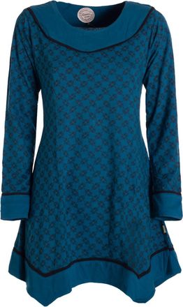 vishes Alternative Bekleidung - Langarm Damen Tunika Shirt-Kleid Ethno Zipfel-Bluse Blusenkleid t&uuml;rkis 44-46