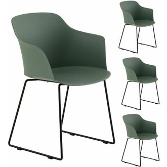 IDIMEX Lot de 4 chaises de jardin foro en plastique vert