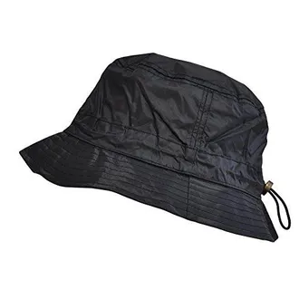 Toutacoo Bob de Pluie, Chapeau de Pluie, Ajustable, Aspect Nylon (01-Noir, Small)