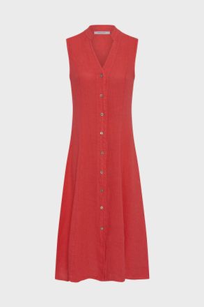 Gerard Darel Robe midi en lin sans manche - Corail