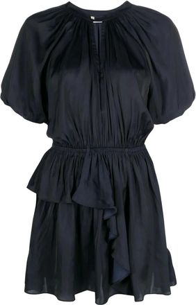Zadig&Voltaire Mini-robe Romina &agrave; manches bouffantes et d&eacute;tails fronc&eacute;s - Femme - Robes - Bleu - Taille: 40 FR