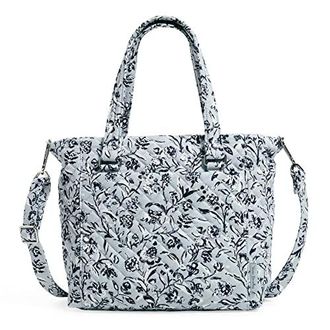 Vera Bradley Multi-Strap Shoulder Satchel Purse, Sac à Main Femme, Vivaces Grises-Coton recyclé, Taille Unique