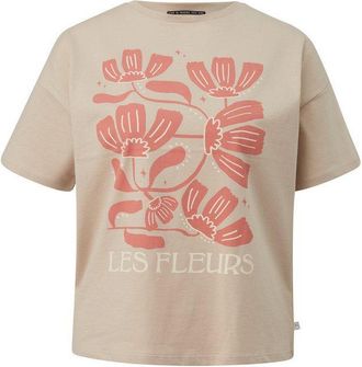 QS by s.Oliver Kurzarmshirt T-Shirt Baumwollshirt mit überschnittener Schulter