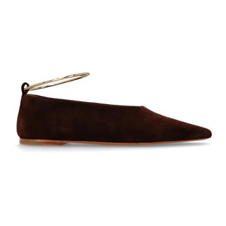 Jil Sander Wildleder Ballerinas mit Kn&ouml;chelring - - Shoes - Damen - Braun - 36 EU