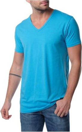 Hopenlife HopenLife Konoha T-Shirt Uni Manches Courtes Col V Homme Turquoise L