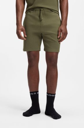 HUGO BOSS Pyjamashorts BOSS Waffle Shorts, Herren, Gr. XXL, N-Gr, open gr&uuml;n 350, Jersey, Obermaterial: 60% Baumwolle, 40% Polyester, lang, Hosen