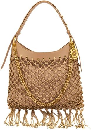 La Carrie Femme, Sacs, Beige, Taille: ONE Size Fringe Shoulder Bag