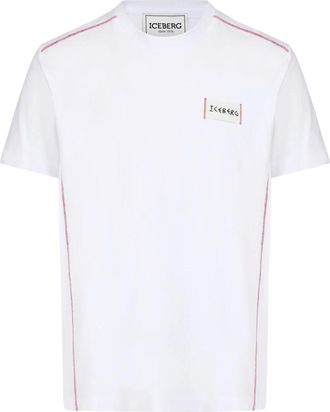 Iceberg Homme, Tops, Blanc, Taille: 2XL T-shirt classique en jersey de coton coupe r&eacute;guli&egrave;re
