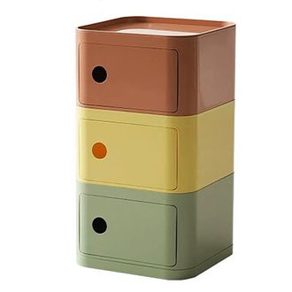 Generic Quadratischer Nachttisch Aus Kunststoff Mit 3 Schubladen, Rollender Beistelltisch Mit Rädern, Schmaler Aufbewahrungsschrank for Schlafzimmer, Home Off