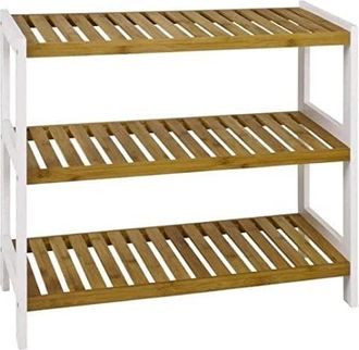 Haku Möbel Schuhregal Natur, weiß, Bambus, MDF - Maße: B 70 cm x H 55 cm x T 26 cm, Style: Scandinavian