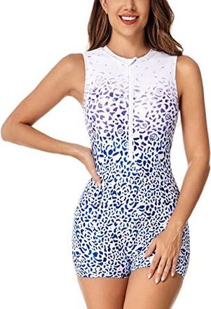 Feoya Maillot de Surf Femme sans Manches Coupe Ajustée Combinaison de Plongée Zippée Mer Tag M =EU XS