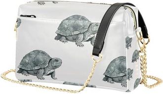 Mnsruu Sacs à bandoulière pour femme, sac à main en cuir à motif tortue blanc
