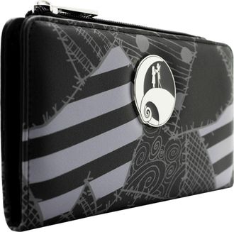 Movie's Nightmare Before Christmas Jack & Sally Patches Portemonnaie Clutch M&uuml;nzfach & Kartenhalter, Schwarz