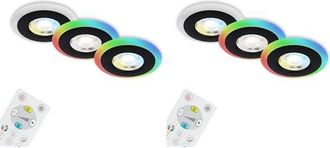 Briloner Leuchten - 3er Set Einbauleuchten Decke LED, LED Lichtring RGB CCT, Einbaulampen flach, Einbaustrahler Bad, Badeinbaustrahler IP44, Schwarz, 84x34 mm 