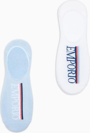 Emporio Armani Damen 2-Pack Long Socken, Weiß/Hellblau, Small-Medium