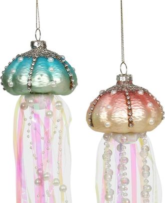 Brrnoo Glasperlen-Quallenanh&auml;nger, Verziert mit Funkelnden Strasssteinen, Perfekte Weihnachtsbaumdekoration f&uuml;r Heim- und Weihnachtsdekorationen, mit Regenbo