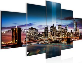 Runa Art Bilder New York 200 x 100 cm 5 Teilig XXL Wanddekoration Design Blau 053051a