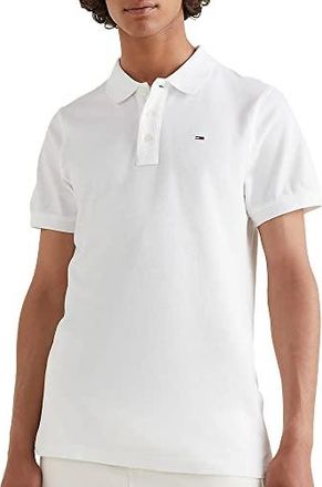 Tommy Hilfiger Tommy Jeans Homme Original Fine Pique Polo, Blanc (Classic White 100), S EU