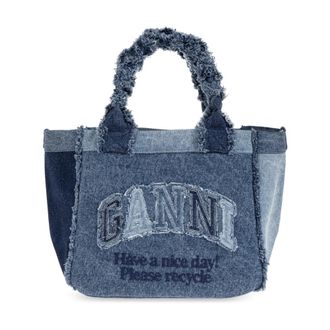 Ganni Shopper Logo Bag - - Bags - Damen - Blau - ONE SIZE