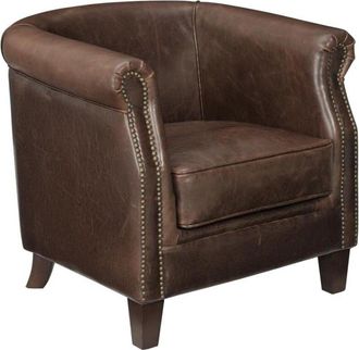 Vente-Unique Vente-unique - Fauteuil club 100% cuir vieilli enguerrand