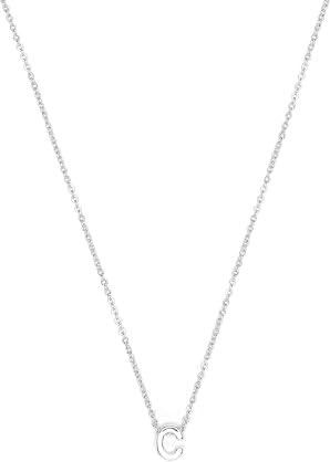 Luxenter Collier alphabet avec finition argent&eacute;e - Lettre C, m&eacute;diano, m&eacute;tal, sans pierre pr&eacute;cieuse, Mediano, M&eacute;tal, Pas de gemme