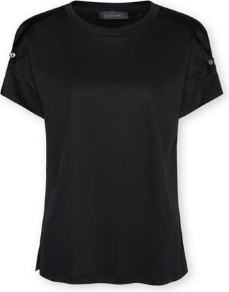 Elena Miro Femme, Tops, Noir, Taille: 44 FR T-shirt en coton avec appliqu&eacute;s m&eacute;talliques