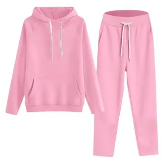 Generic Ensemble de surv&ecirc;tement pour femme - Couleur unie - Sweat &agrave; capuche - Deux surv&ecirc;tements pour femme - Ensemble de surv&ecirc;tement grande taille - Ensemble 
