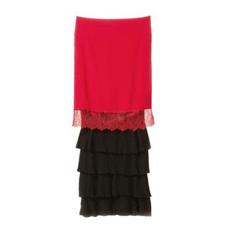 Moschino Langer Strickrock in Schwarz Rot - - Skirts - Damen - Rot - L