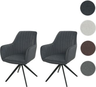 Mendler Mendler - Lot de 2 chaises de salle &agrave; manger HWC-L79, chaise de cuisine, chaise avec accoudoirs, pivotante Auto-Position tissu/textile