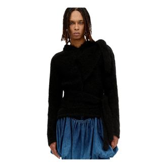 AARON ESH Mohair Kapuzenpullover mit Bindungskonstruktion - - Knitwear - Herren - Schwarzk - XL