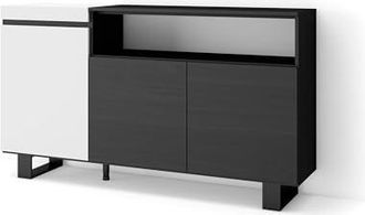 Skraut Home | Sideboard, Highboard | Kommode, Komodenschrank | 150x87x35cm | 3 T&uuml;ren | Industriedesign | Moderner Stil | Wei&szlig; und Schwarz