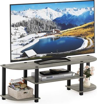 Furinno Turn-S-Tube Breit TV-Unterhaltungszentrum, Französische Eiche/Schwarz