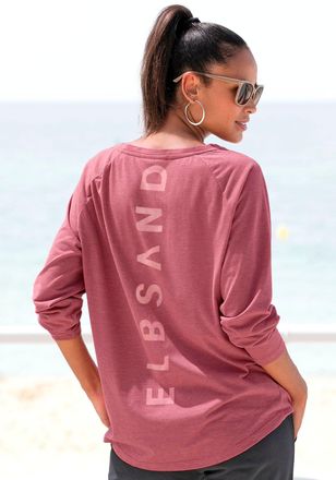 Elbsand Longsleeve ELBSAND Tira, Damen, Gr. XXL (44), lila (mauve meliert), Jersey, Obermaterial: 50% Baumwolle, 50% Polyester, meliert, figurumspielend h&uuml;ftl