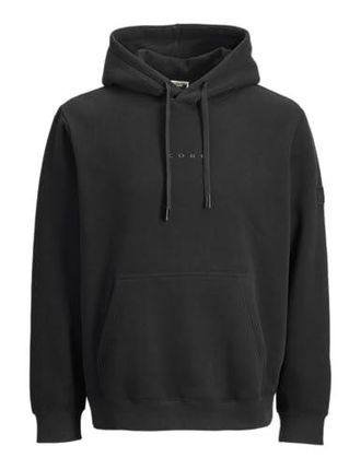 Jack & Jones Badge Hood BF Jcopoint Sweat &agrave; Capuche avec Logo, Noir, M Homme
