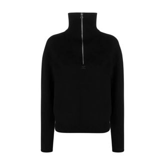 Courr&egrave;ges Wollpullover mit Rei&szlig;verschluss - - Sweatshirts & Hoodies - Damen - Schwarzk - M