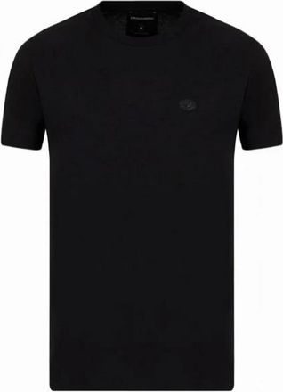 Emporio Armani Homme, Tops, Noir, Taille: 2XL T-shirt en jersey Supima avec micro-patch logo