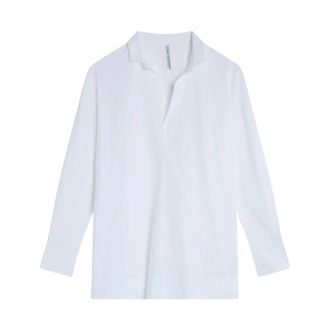 Liviana Conti Oversized Baumwollbluse mit V-Ausschnitt - - Blouses & Shirts - Damen - Wei&szlig; - XS