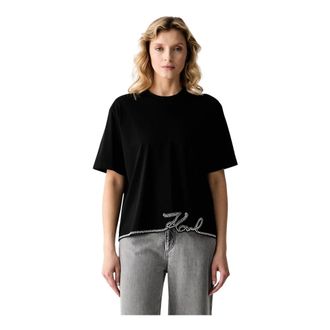 Karl Lagerfeld Femme, Tops, Noir, Taille: 42 FR T-shirt Signature