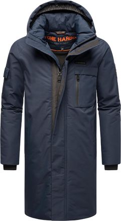 Stone Harbor Herren Warmer Wintermantel lang mit Abnehmbarer Kapuze und magnetischer Abdeckleiste Xandroo XX Navy Gr. 3XL