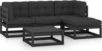 vidaXL 5-tlg. Garten-Lounge-Set mit Kissen Massivholz Kiefer Vidaxl