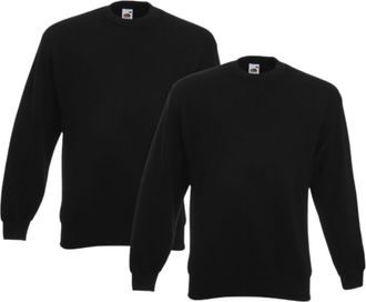 Fruit Of The Loom 2er Herren Sweatshirt Classic Set In Sweat M L XL XXL 3XL 4XL 5XL| Oeko-Tex Zertifiziert |Verschiedene Farbsets & HLKauf-Block(2X Schwarz & 1x HLKauf-